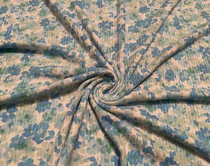 Knit Fabric: Ribbed Knit Fabric Mini Florals Print 1-yard - Etsy