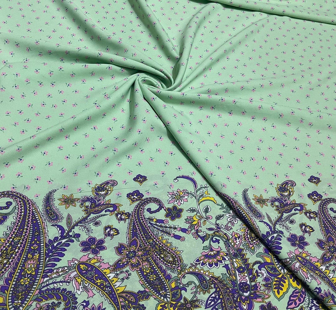 Wool Peach Woven Fabric Border Floral Paisley Print 2-yards - Etsy