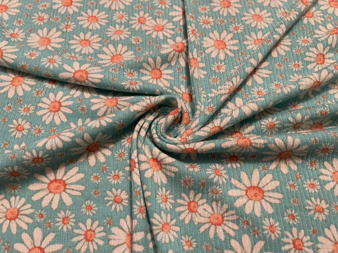 Ribbed Hacci Fabric Floral Print 1 Yard - Etsy