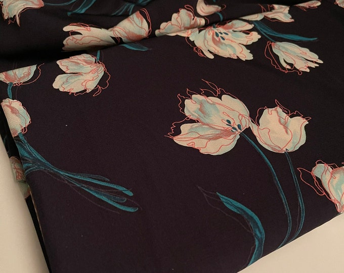 Woven Polyester Rayon Blend Floral Print Fabric 2 Yards - Etsy