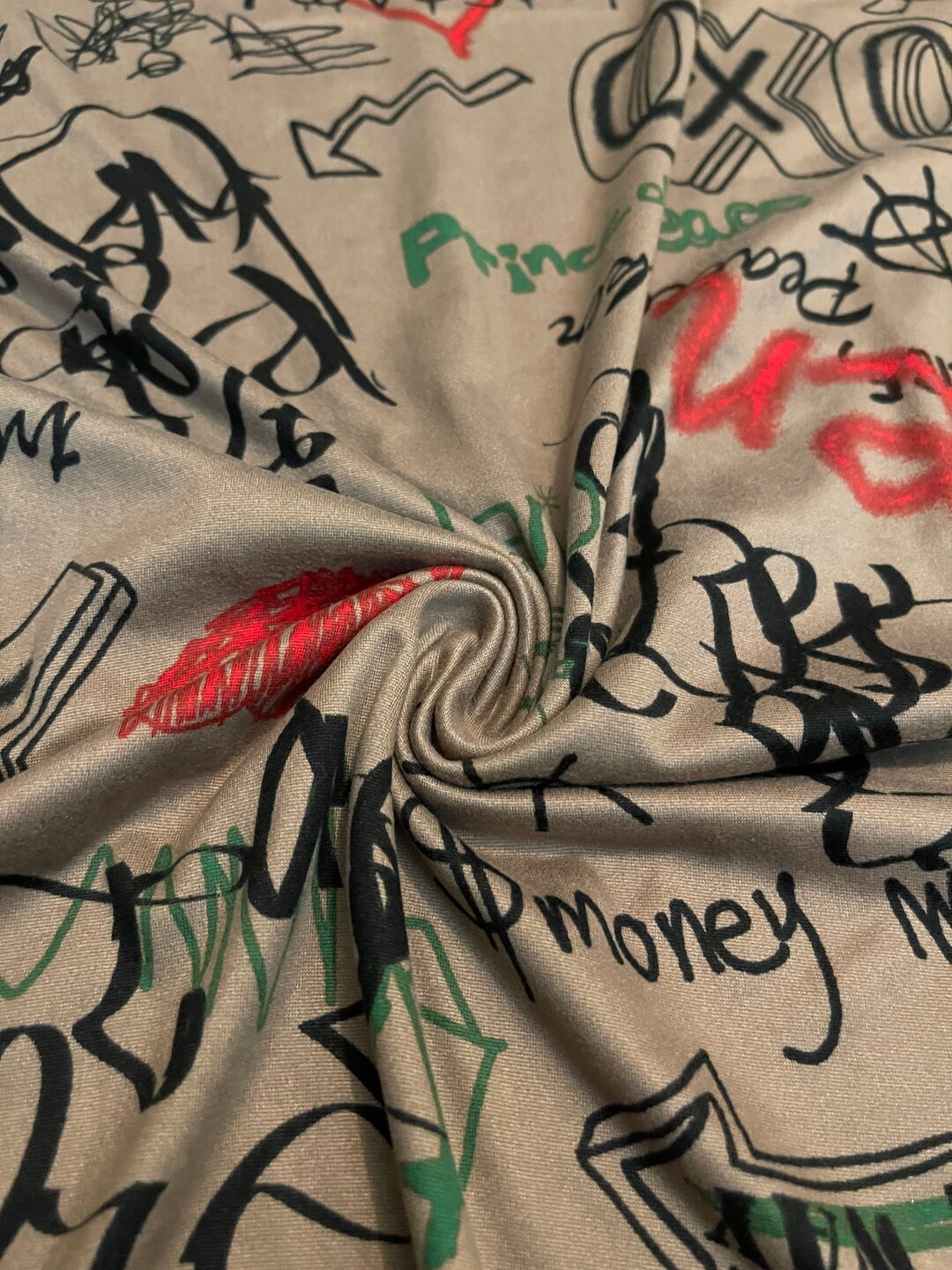 Soft Brushed Stretch Knit Graffiti Print 1 Yard - Etsy