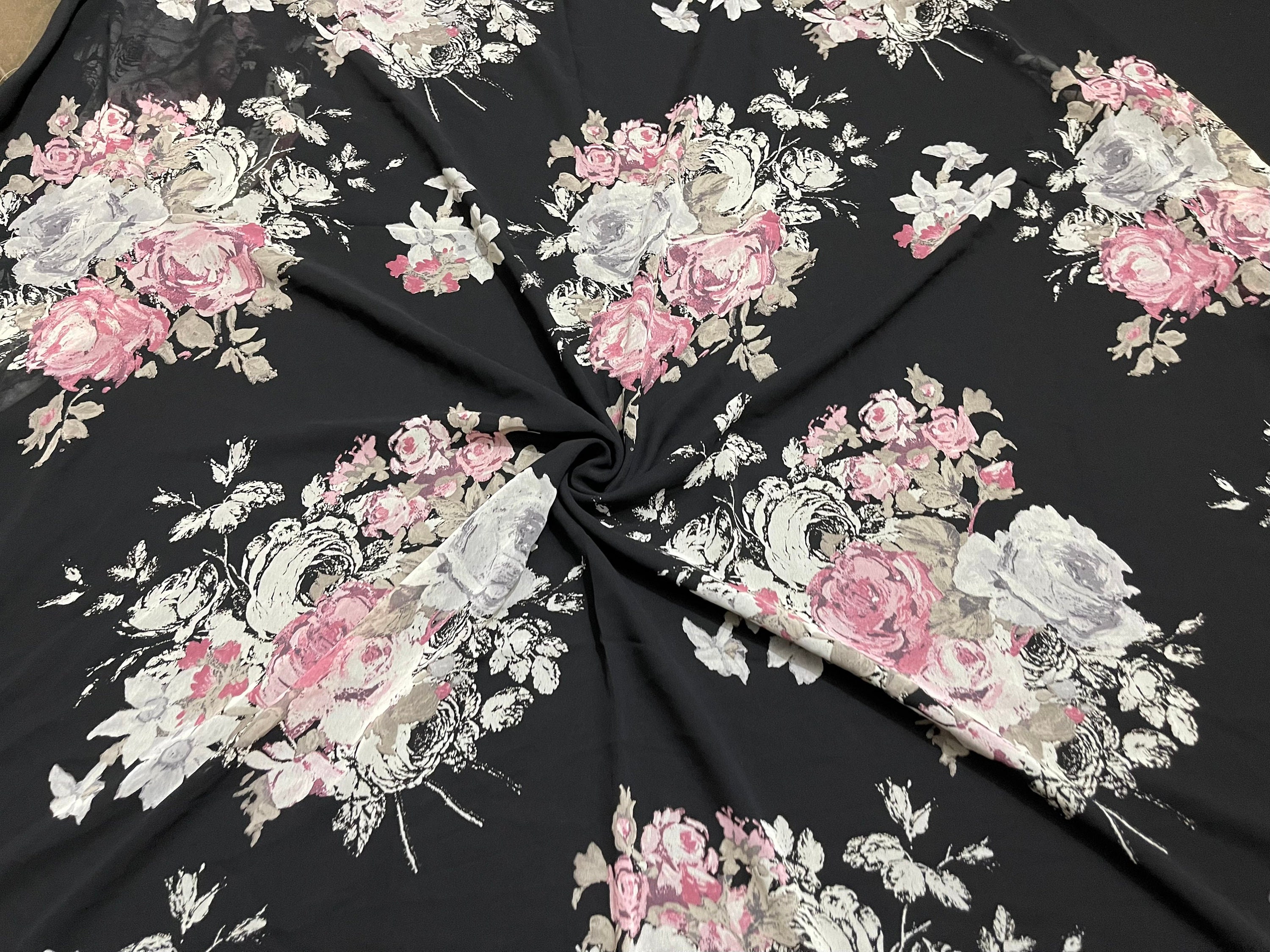 Polyester Chiffon Fabric Floral Pattern 2-1/2 Yards - Etsy