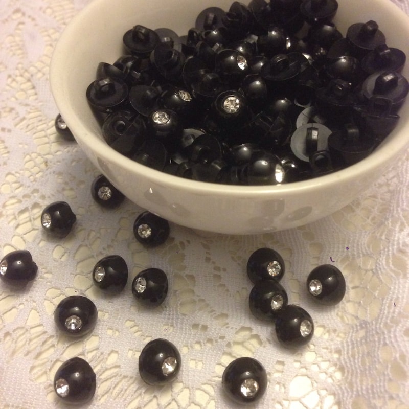 Black Rhinestone Buttons - Etsy