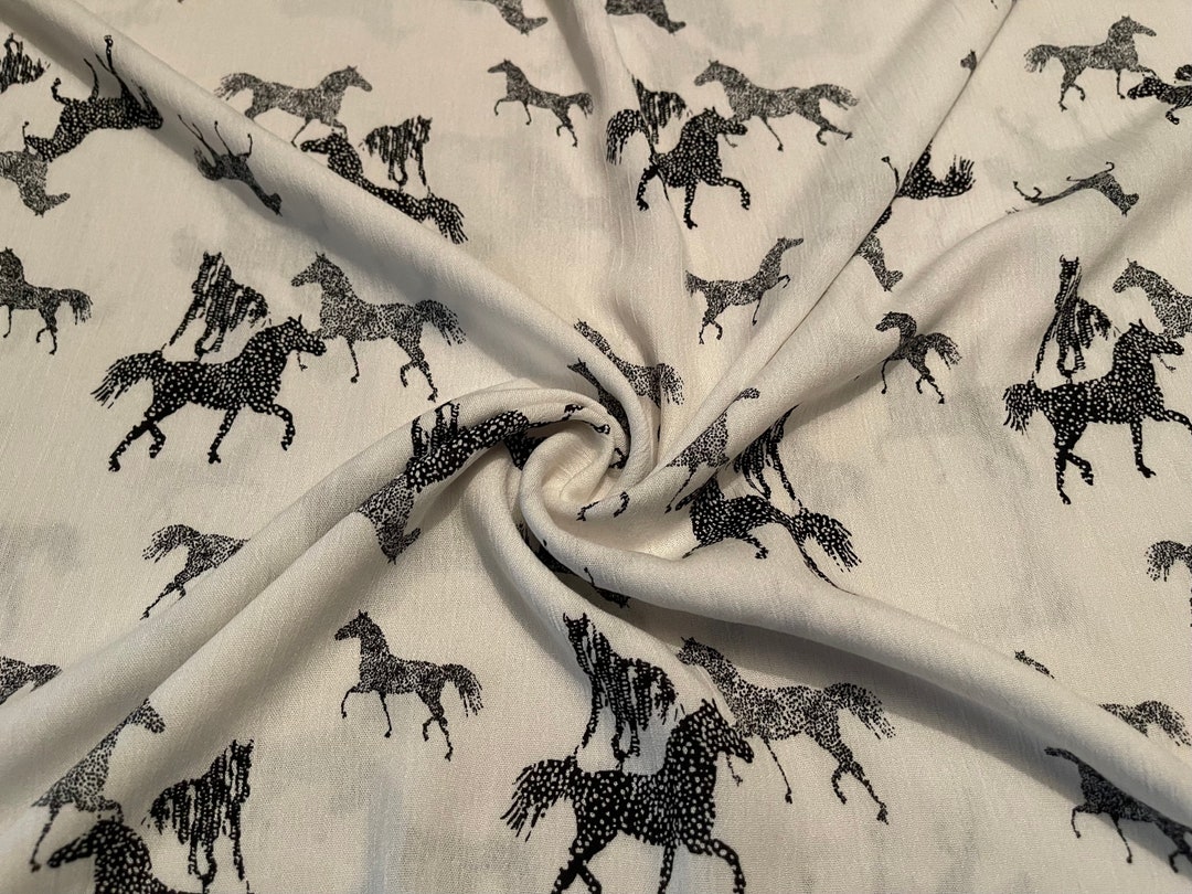 Rayon Gauze Fabric Horses Print 2 Yards - Etsy