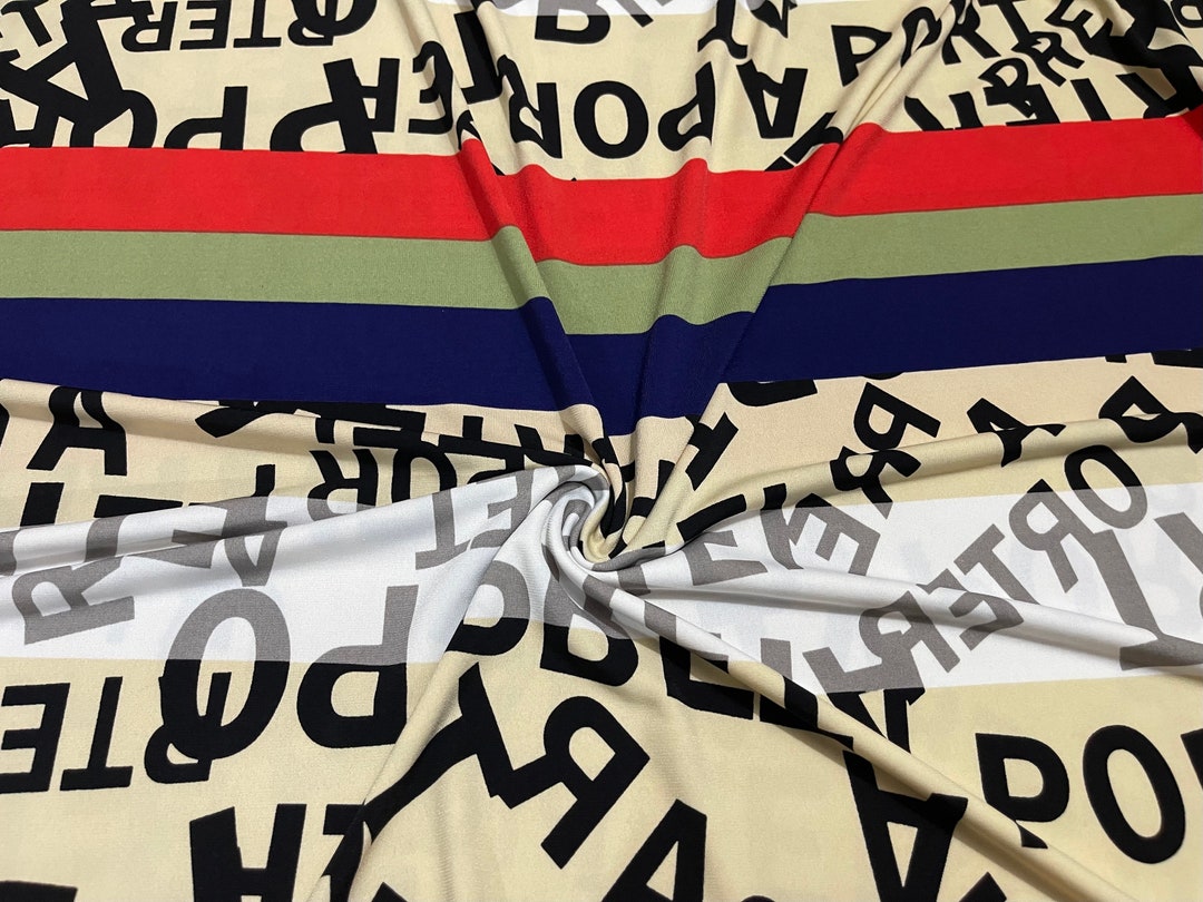 Stretch Knit ITY Fabric Letter Stripe Print 2-1/2 Yards - Etsy