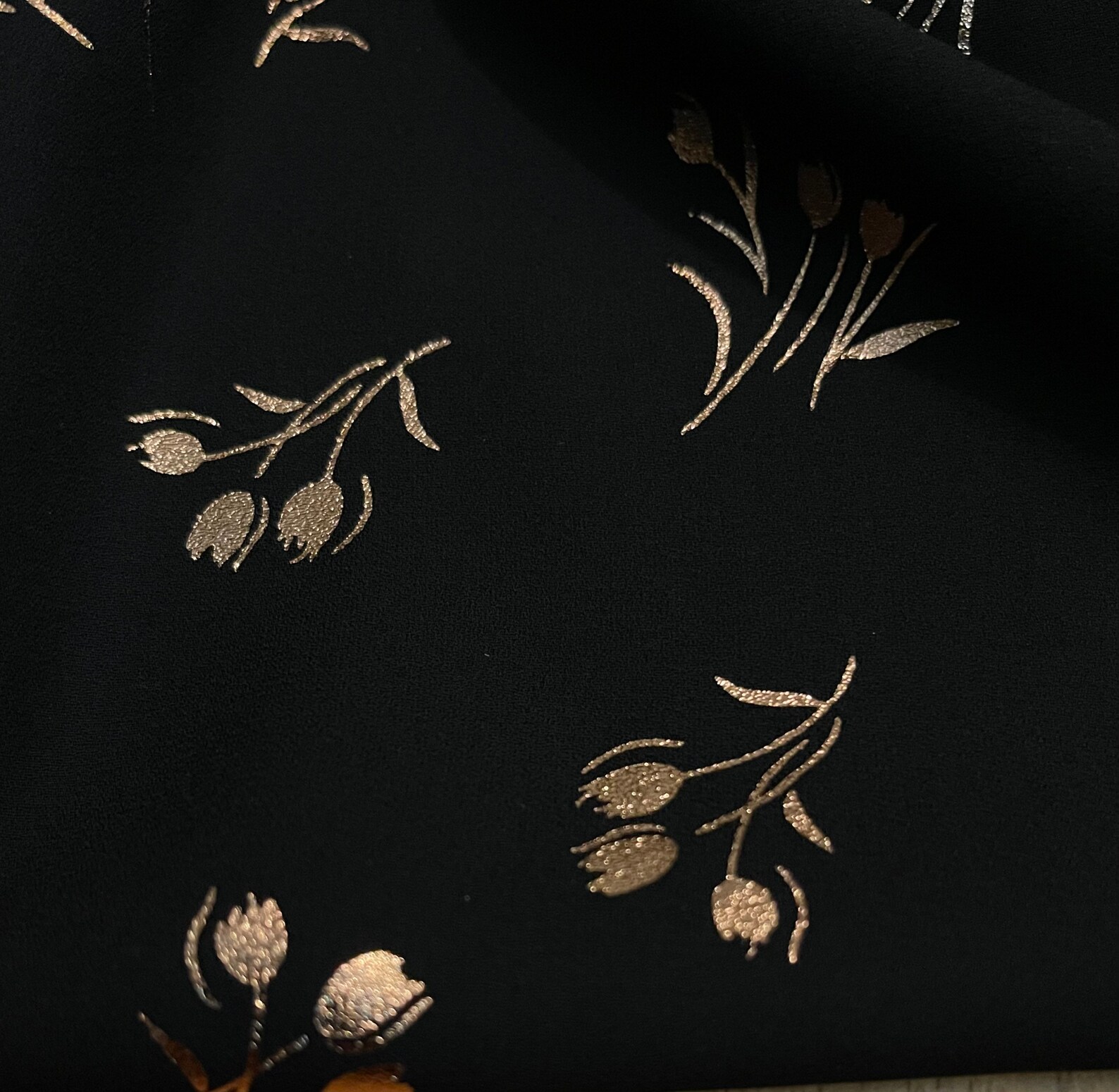 Wool Dobby Fabric Gold Foil Floral Pattern | Etsy