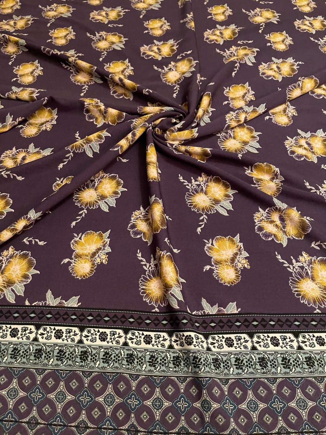 Woven Fabric Double Border Print 2 Yards - Etsy