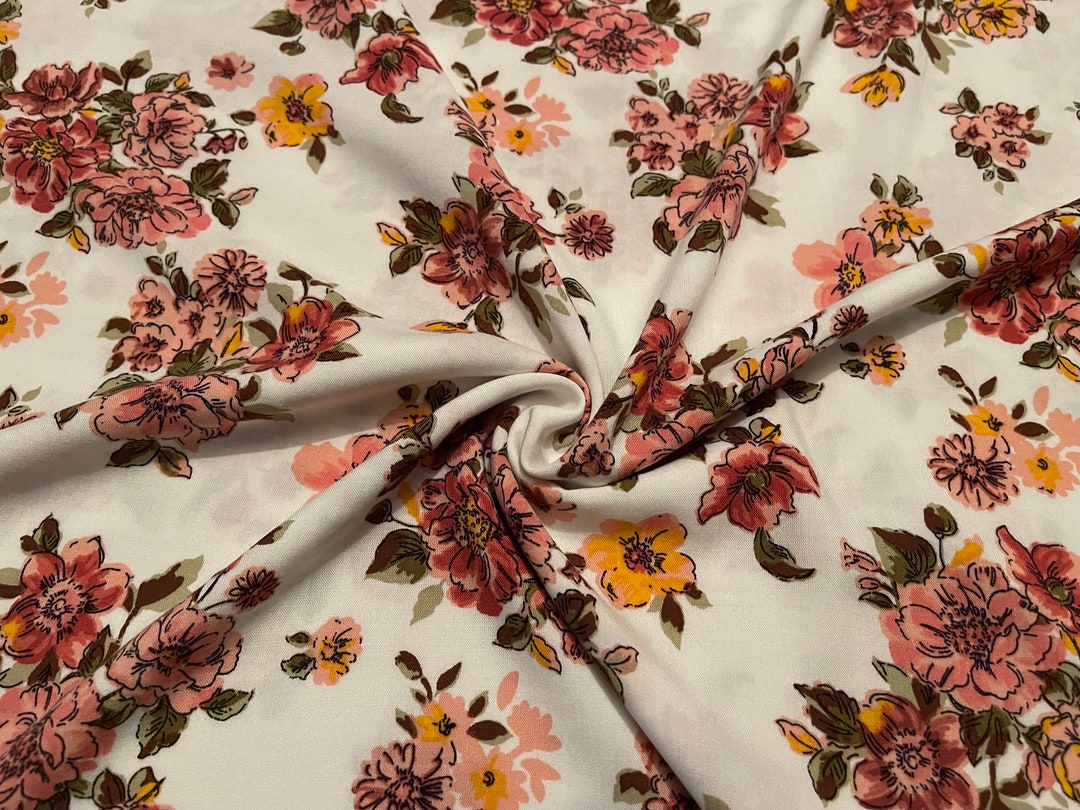 Patrón de flores de tela Challis de 2 yardas - Etsy México