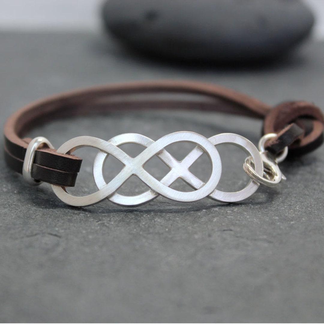 DOUBLE INFINITY, Cow Leather Bracelet, SET, Couple, Genuine Leather ...