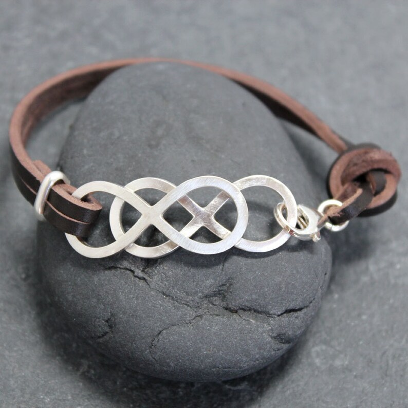 DOUBLE INFINITY, Cow Leather Bracelet, SET, Couple, Genuine Leather ...