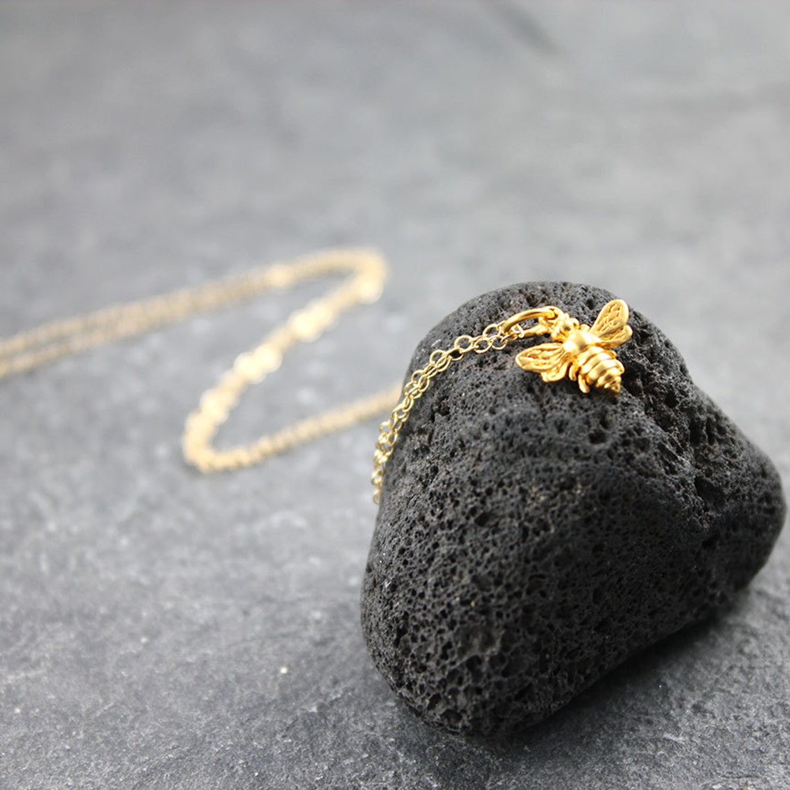 BEE MINEbee solid gold necklace14K gold24K gold plated | Etsy