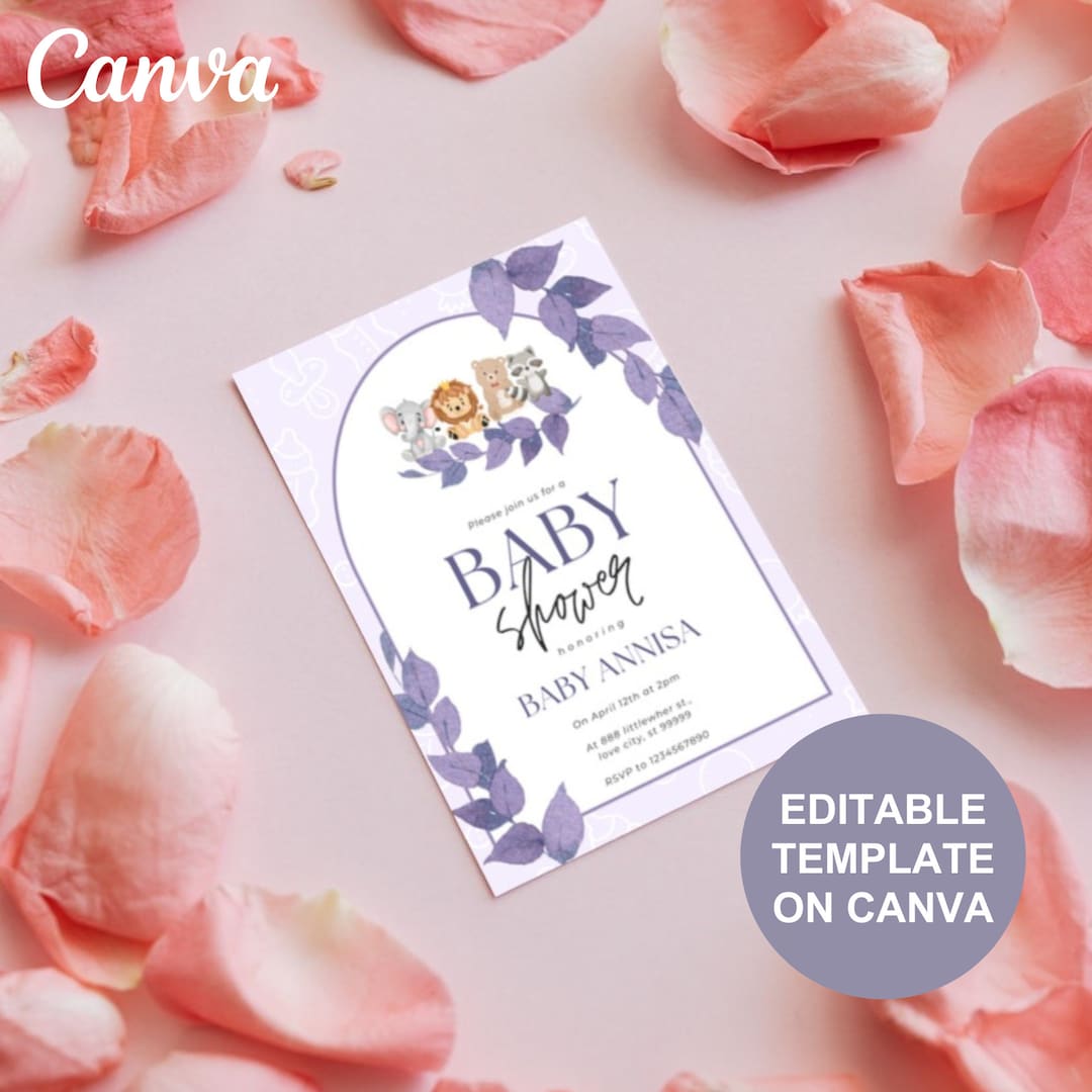 Plantilla editable de invitación de baby shower, anuncio de baby shower ...