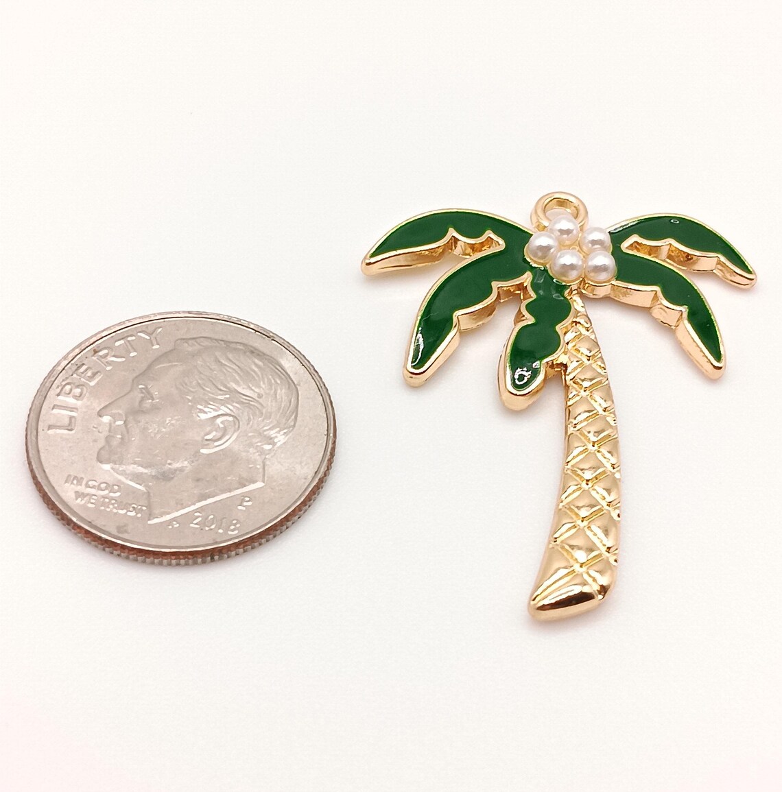 Coconut Tree Pendant With Pearl Accent - Etsy