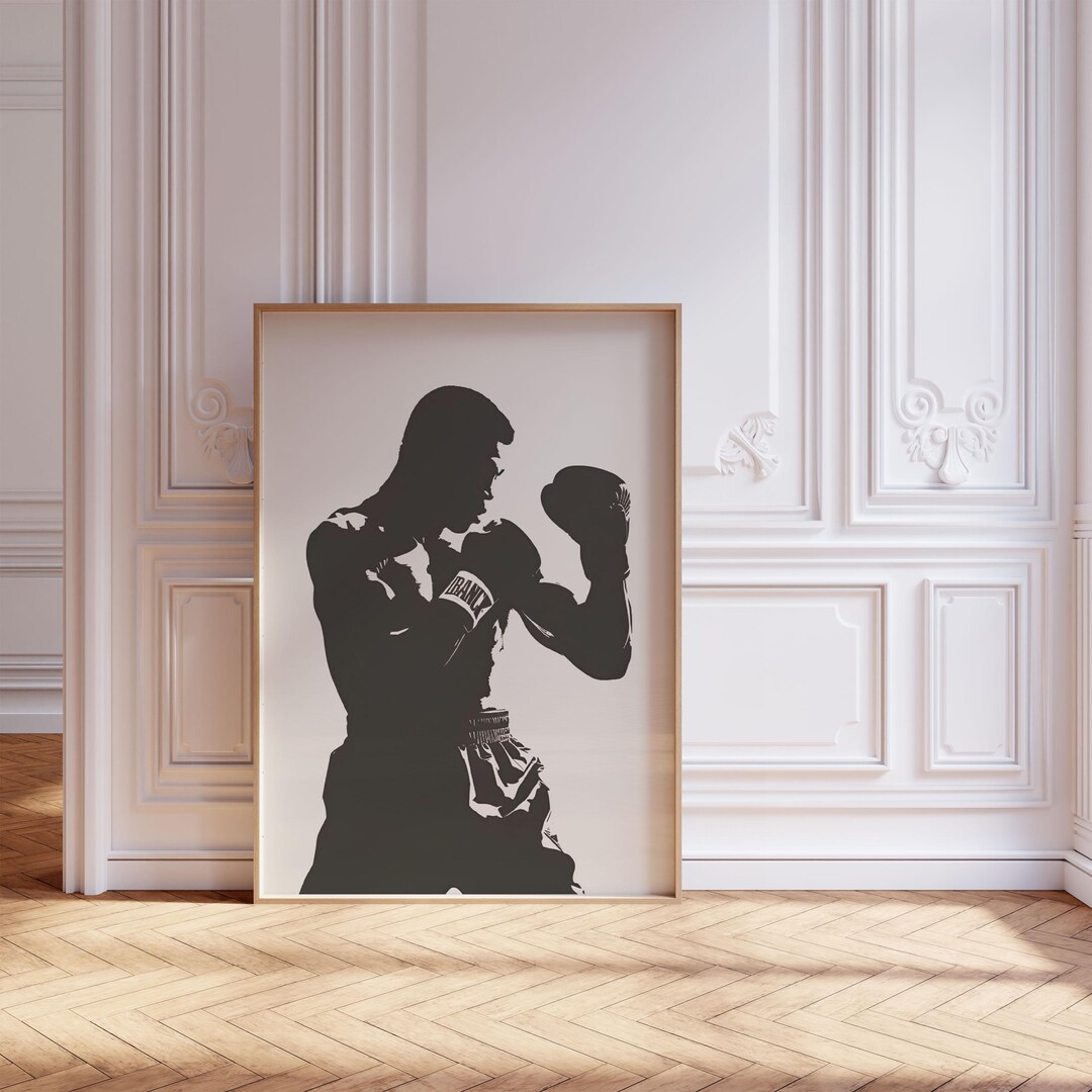 Black & White Muhammad Ali Print | Boxing Legend Silhouette Wall Art ...