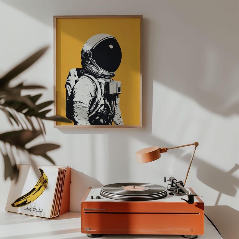 Yellow Retro Astronaut Wall Art | DIGITAL DOWNLOAD | Retro Futurism ...