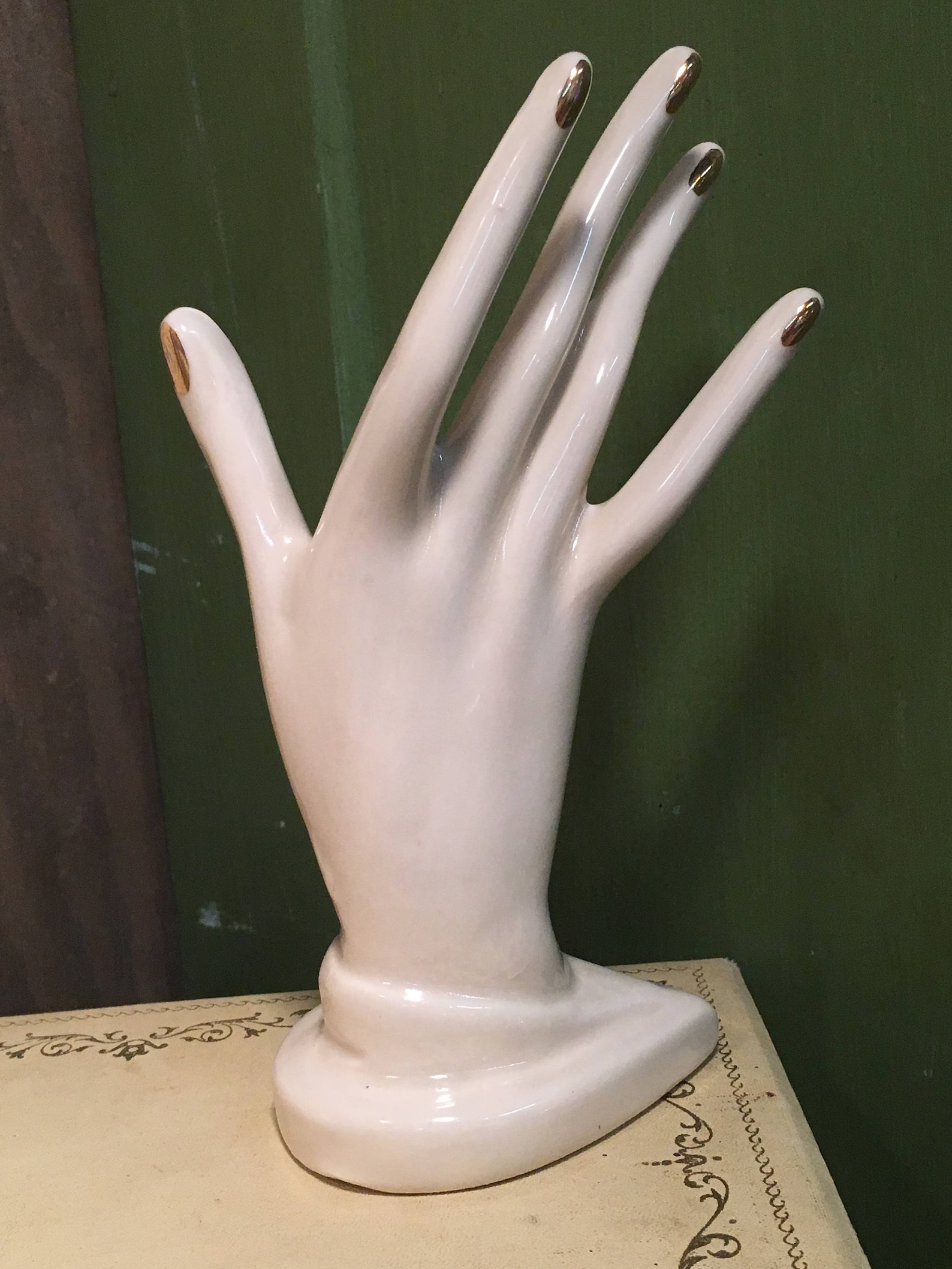 Vintage Hand Reproduction Handmade Ceramic Ring Holder Jewelry Display ...
