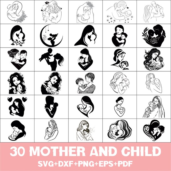 Mother and Child Svg - Etsy