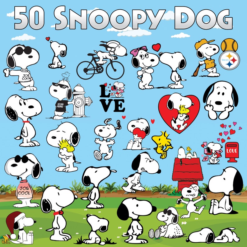 Snoopy Svg Bundle, Snoopy Clipart for Cricut, Snoopy Silhouette, Snoopy ...