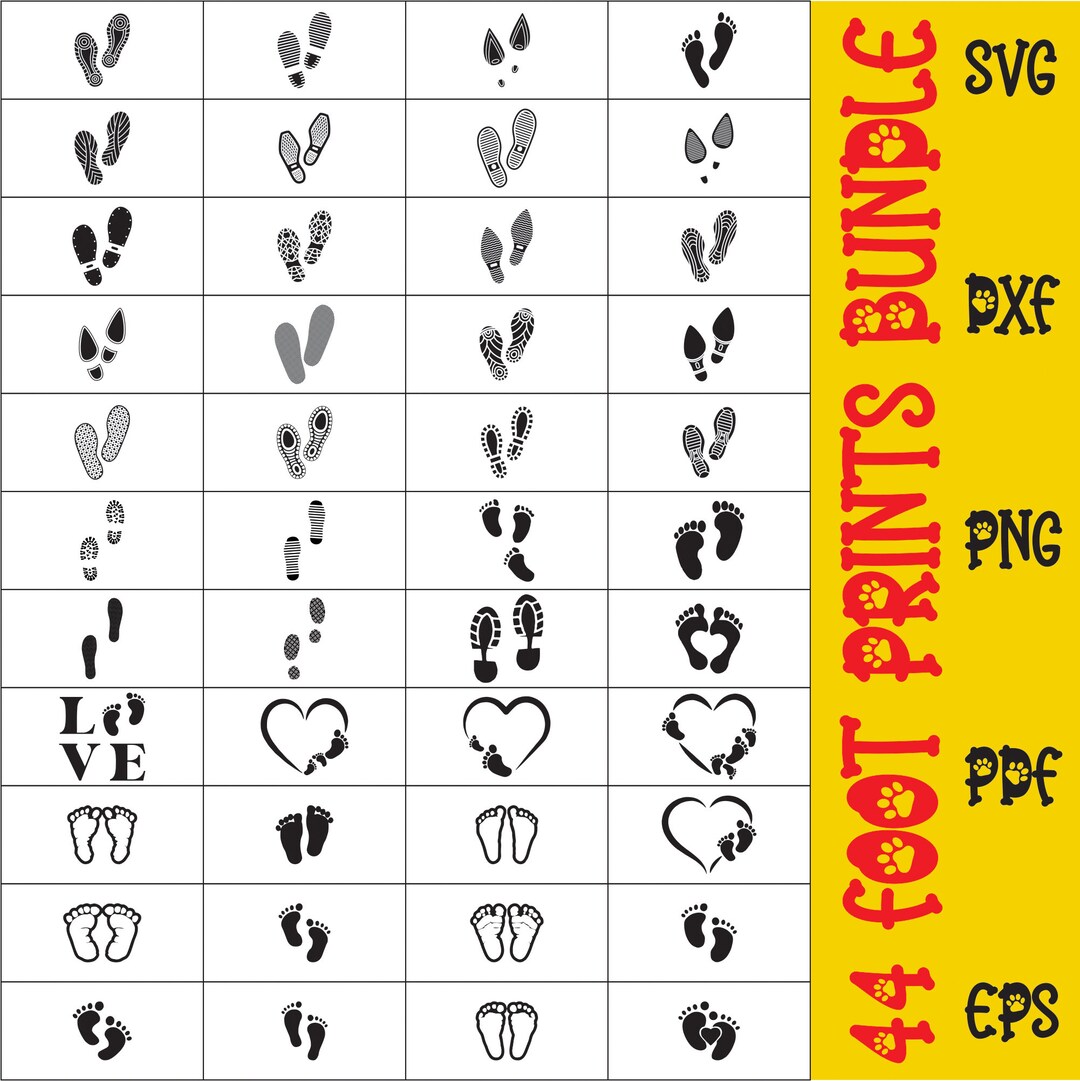 Foot Prints Svg Bundle, Shoe Prints Svg, Foot Prints Clipart for Cricut, Shoe Print Silhouette ...