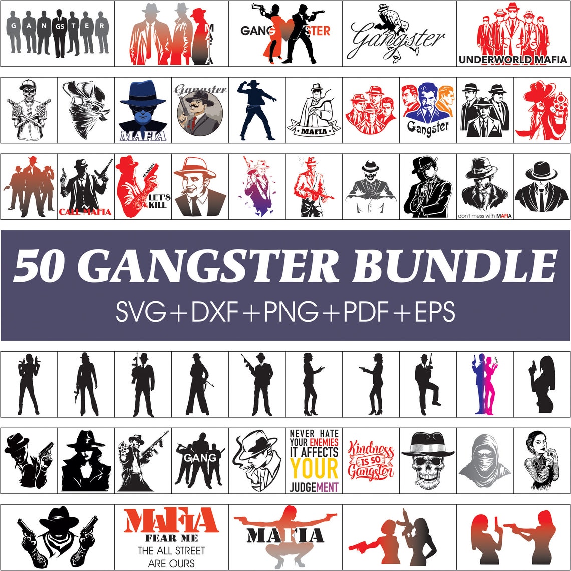 Gangster Svg Bundle, Gangster Clipart for Cricut, Mafia Svg, Gangster ...