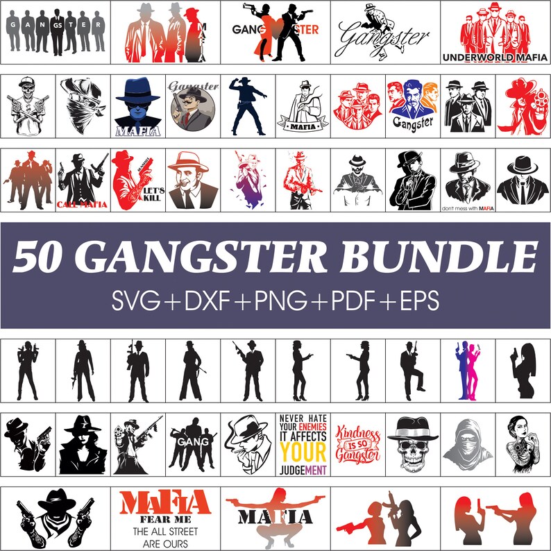 Gangster Svg Bundle, Gangster Clipart for Cricut, Mafia Svg, Gangster ...