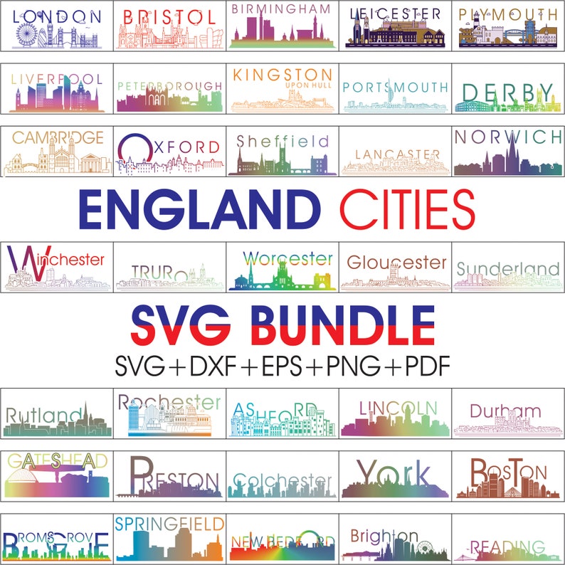 England Cities Svg Bundle, Landmark Svg Bundle, Landmark Clipart ...