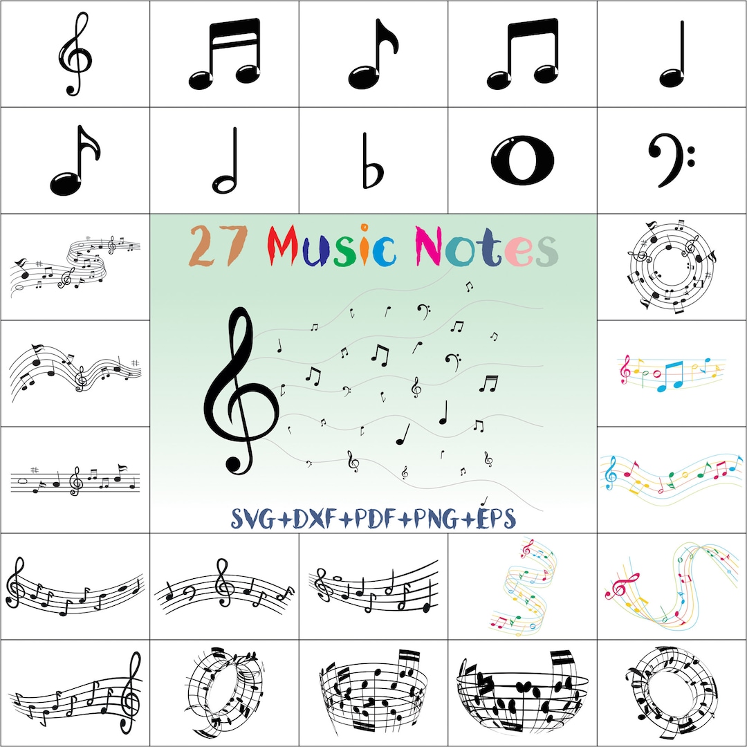 Music Notes Svg Bundle, Music Notes Clipart for Cricut, Music Notes ...