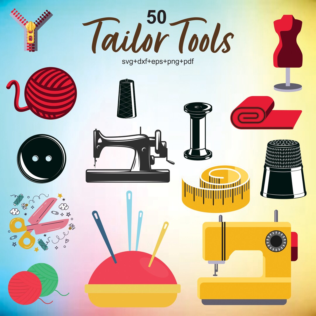Tailor Tool Svg Bundle, Tailor Tools Clipart for Cricut, Tailor Tool ...
