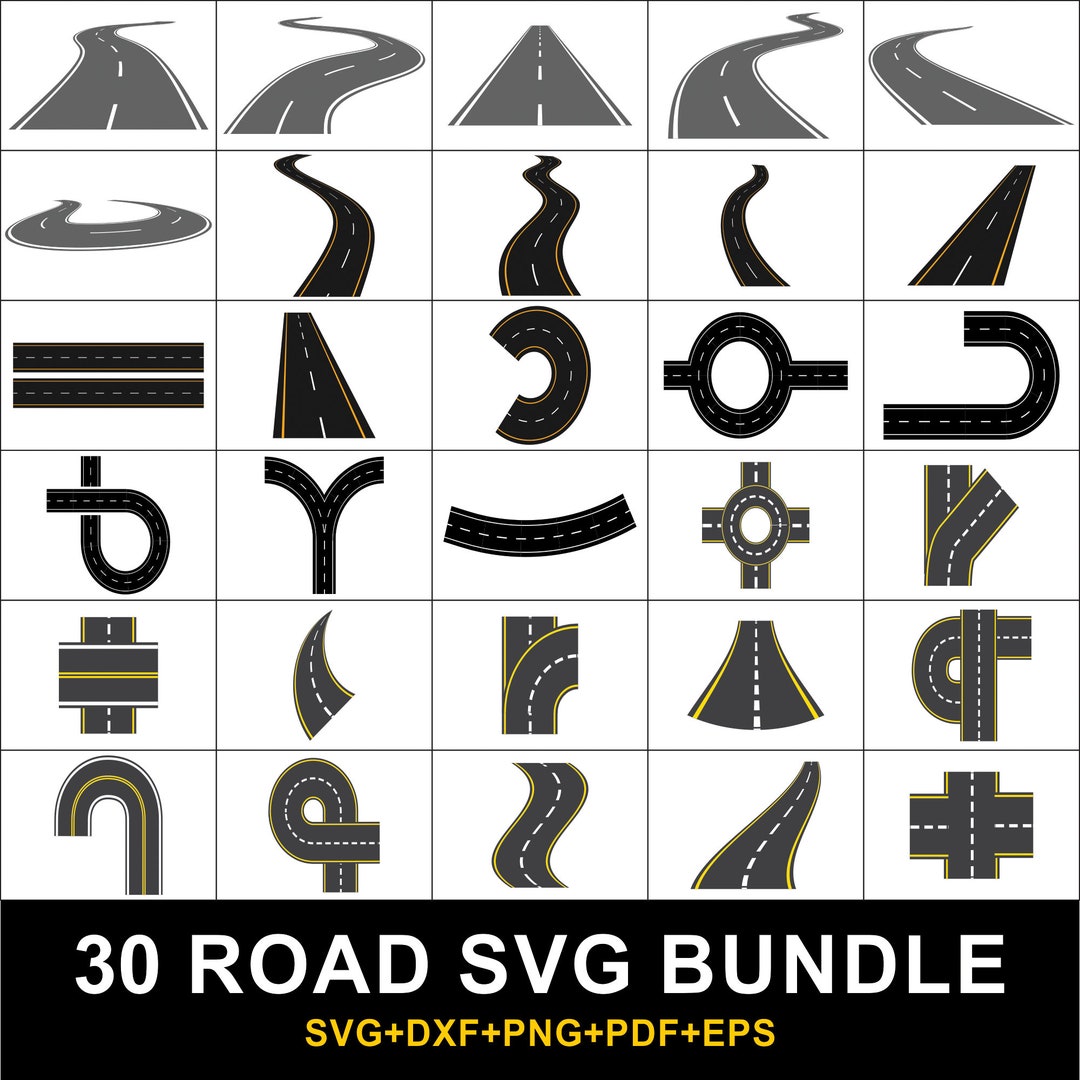 Road Svg Bundle, Road Silhouette, Road Clipart, Bending Road, Road ...