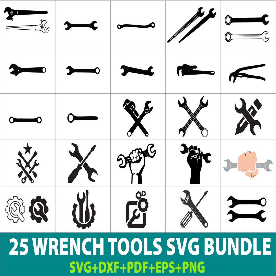 Wrench Tools Svg Bundle, Wrench Svg Bundle, Spanner Set Svg, Mechanical ...