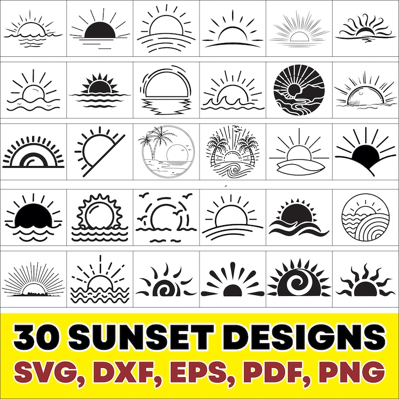 Sunset Svg Bundle, Sunset Silhouette, Sunset Clipart, Sunset Cricut ...