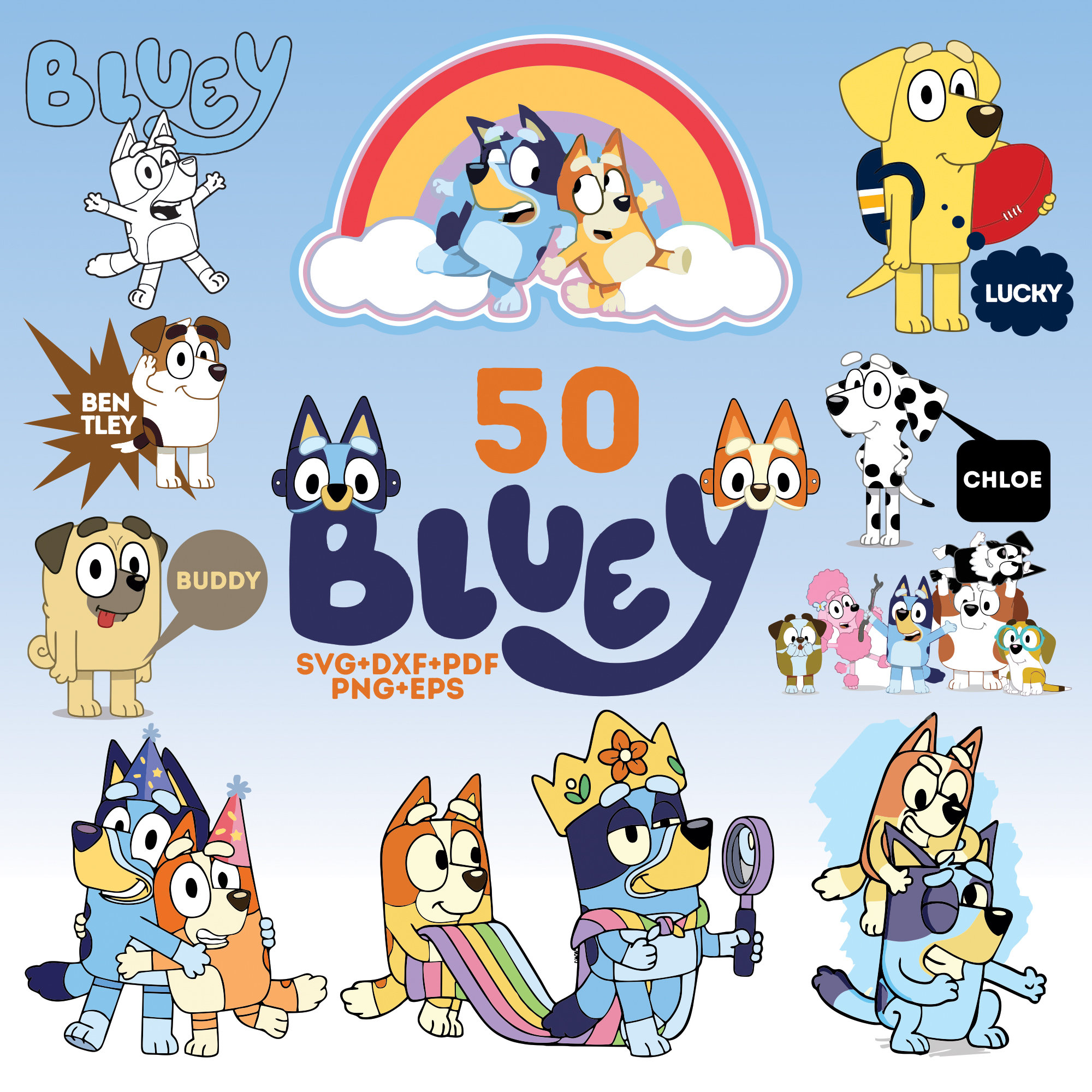 Bluey Bingo Png, Bluey Friends Instant Download Png, Bluey Friends ...
