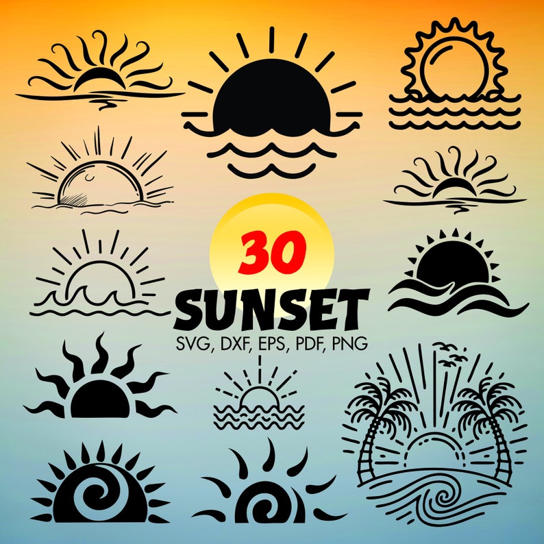 Sunset Svg Bundle, Sunset Silhouette, Sunset Clipart, Sunset Cricut ...