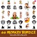 Monkey Svg Bundle, Monkey Clipart for Cricut, Monkey Silhouette, Monkey ...
