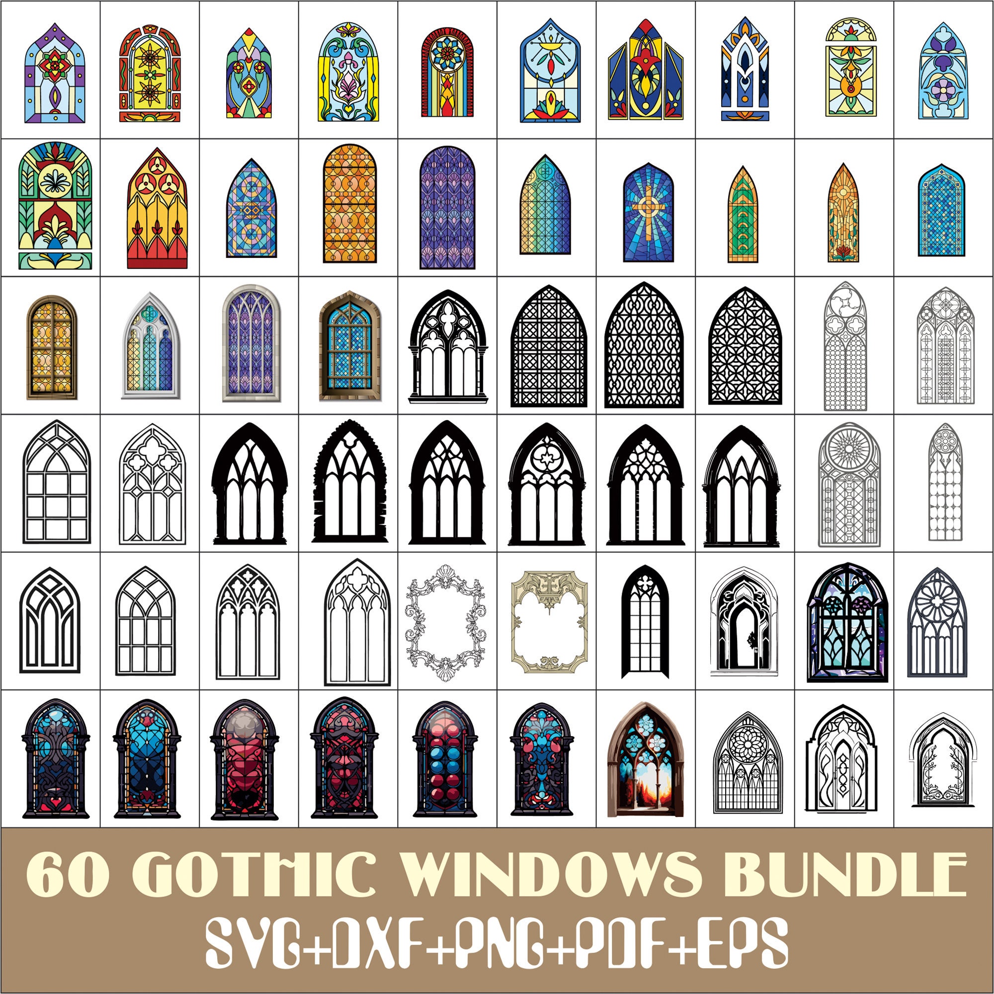 Gothic Window Svg Bundle, Gothic Window Clipart for Cricut, Gothic ...