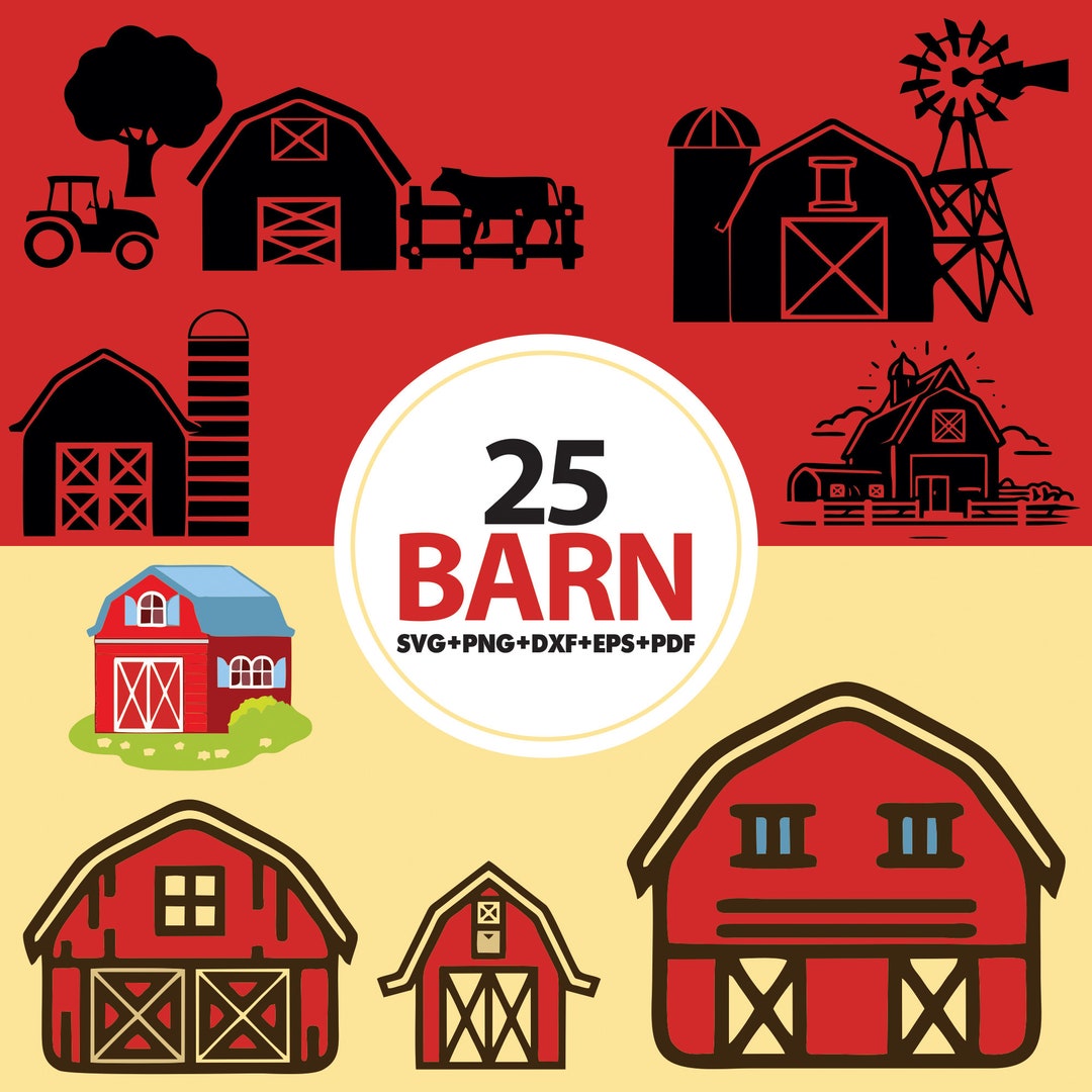 Barn Svg Bundle, Barn Clipart, Barn House Svg, Windmill Barn Svg ...