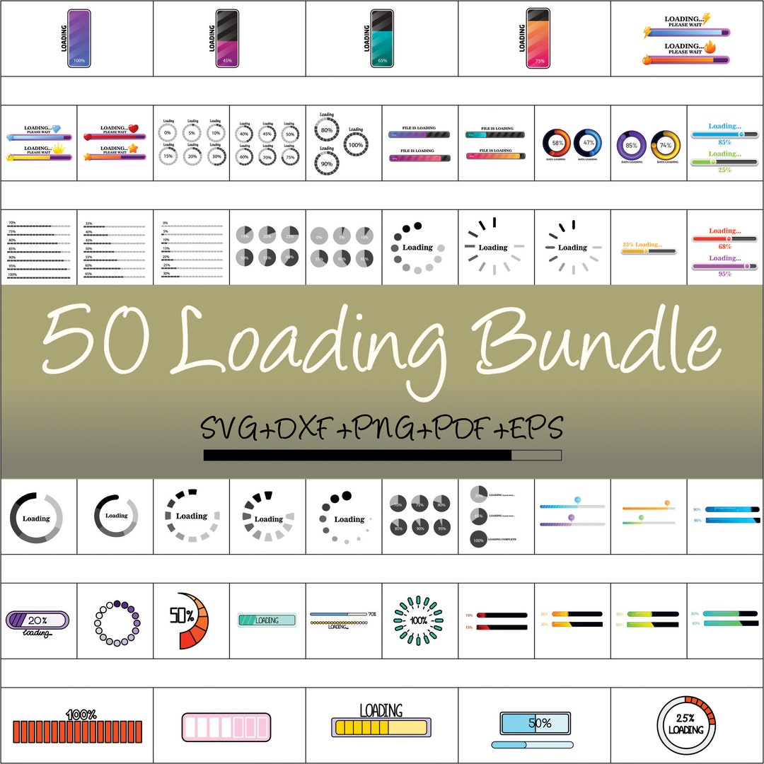 Loading Bar Svg Bundle, Loading Bar Clipart for Cricut, Loading Bar Silhouette, Loading Vector ...