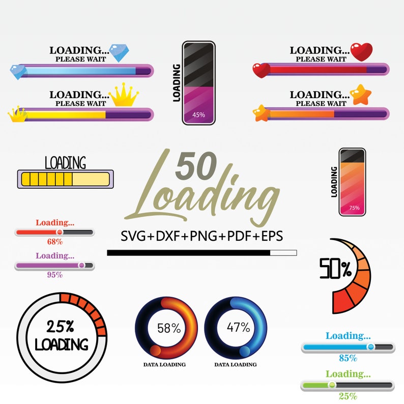 Loading Bar Svg Bundle, Loading Bar Clipart for Cricut, Loading Bar ...