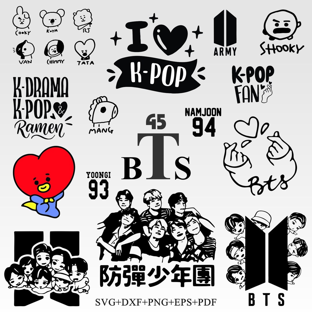 Bts Svg Bundle, Bts Clipart for Cricut, Bts Silhouette, Bts Cut Files ...