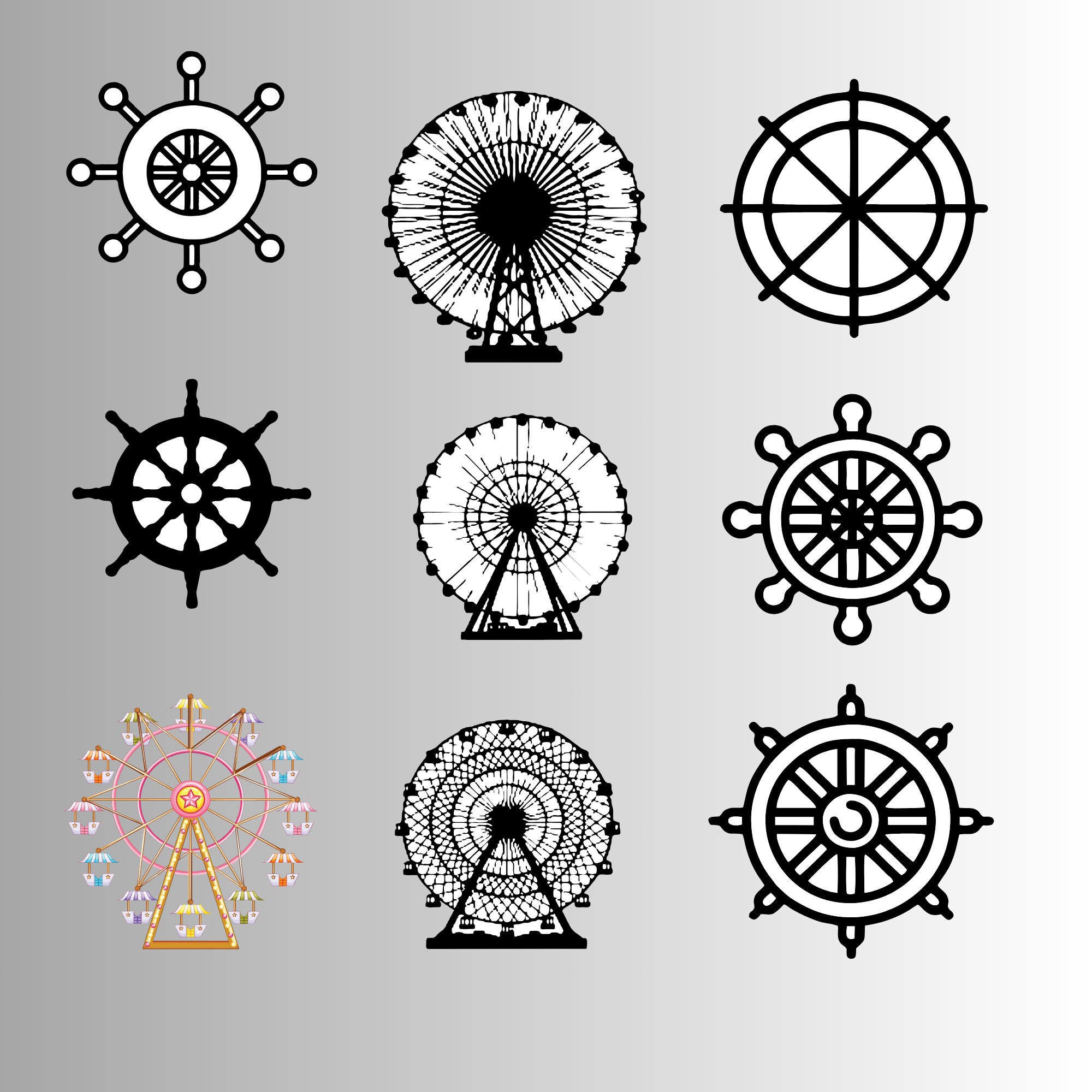 Ferris Wheel Svg Bundle, Ferris Wheel Silhouette, Ferris Wheel Clipart ...