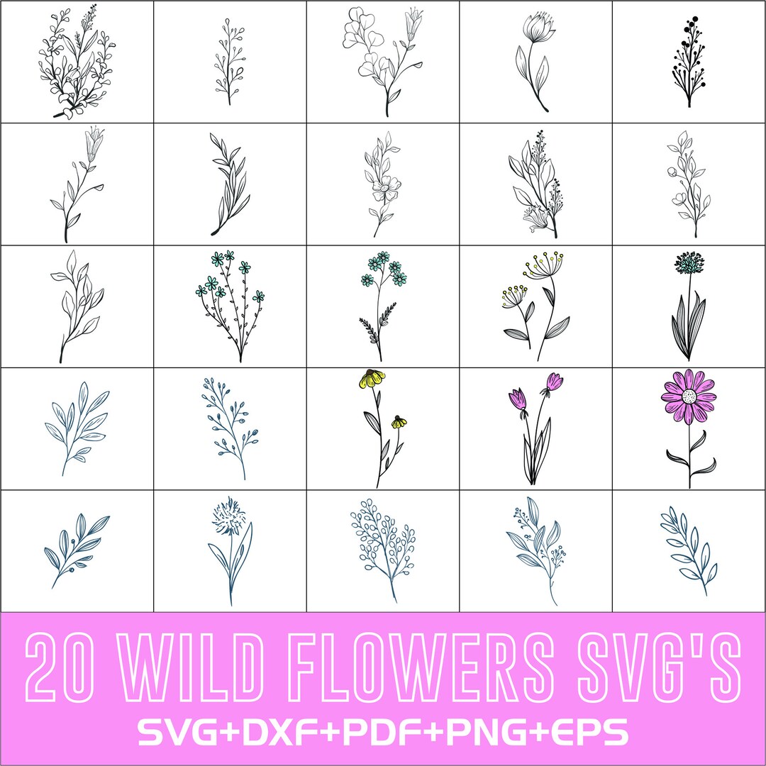 Wild Flower Svg Bundle, Wild Flower Clipart for Cricut, Wild Flower ...