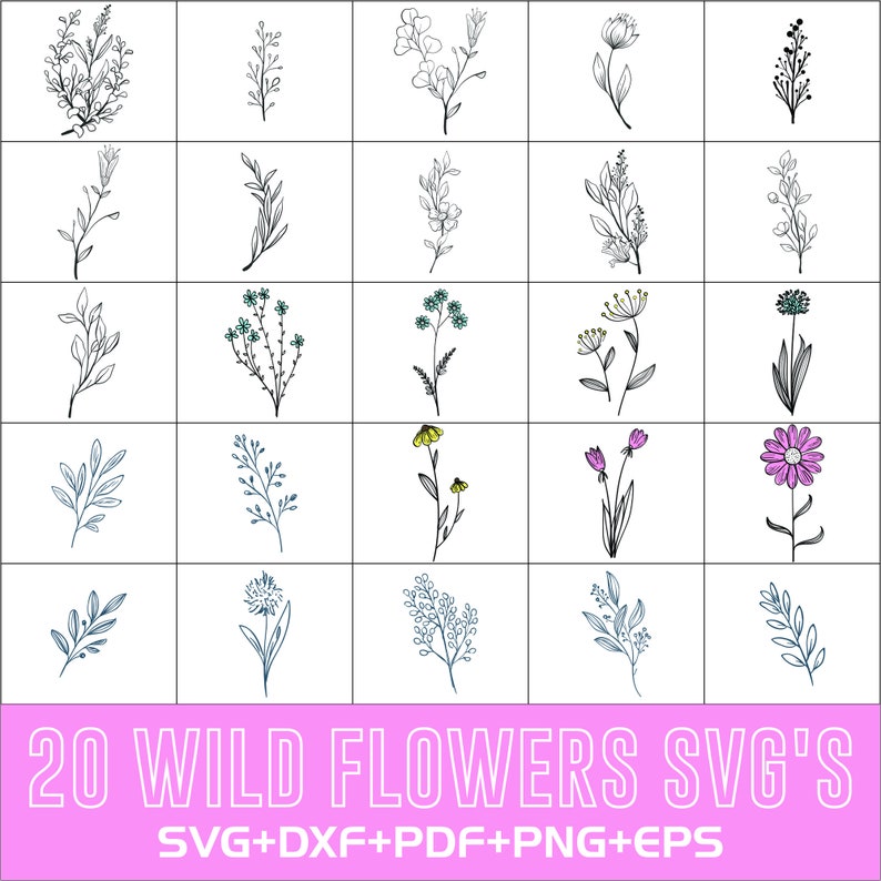 Wild Flower Svg Bundle, Wild Flower Clipart for Cricut, Wild Flower ...