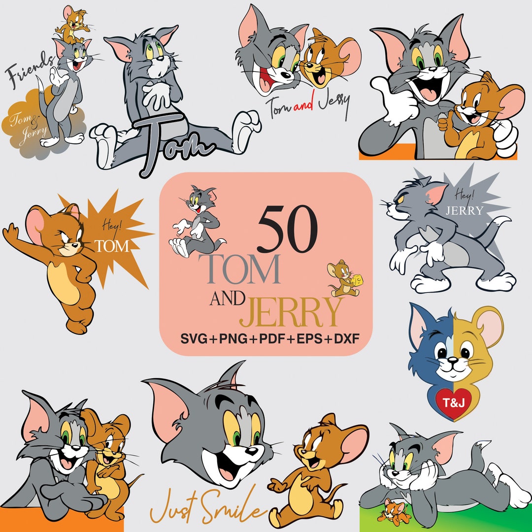 Tom & Jerry Svg Bundle, Tom and Jerry Silhouette, Tom and Jerry Layered ...
