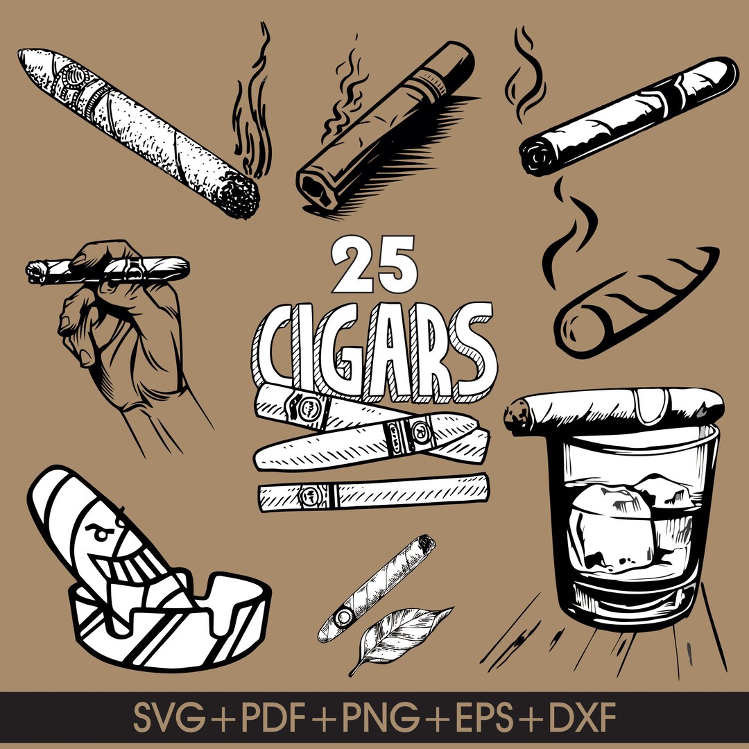 Cigar Svg Bundle, Cigar Cut Files, Cigar Monogram, Tobacco Clipart ...