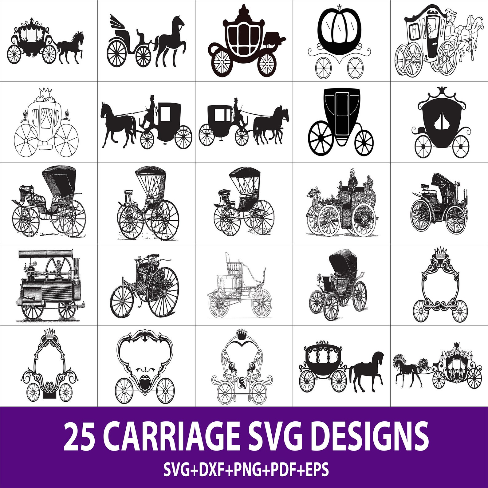 Carriage Svg Bundle, Carriage Clipart, Carriage Cut Files, Carriage ...