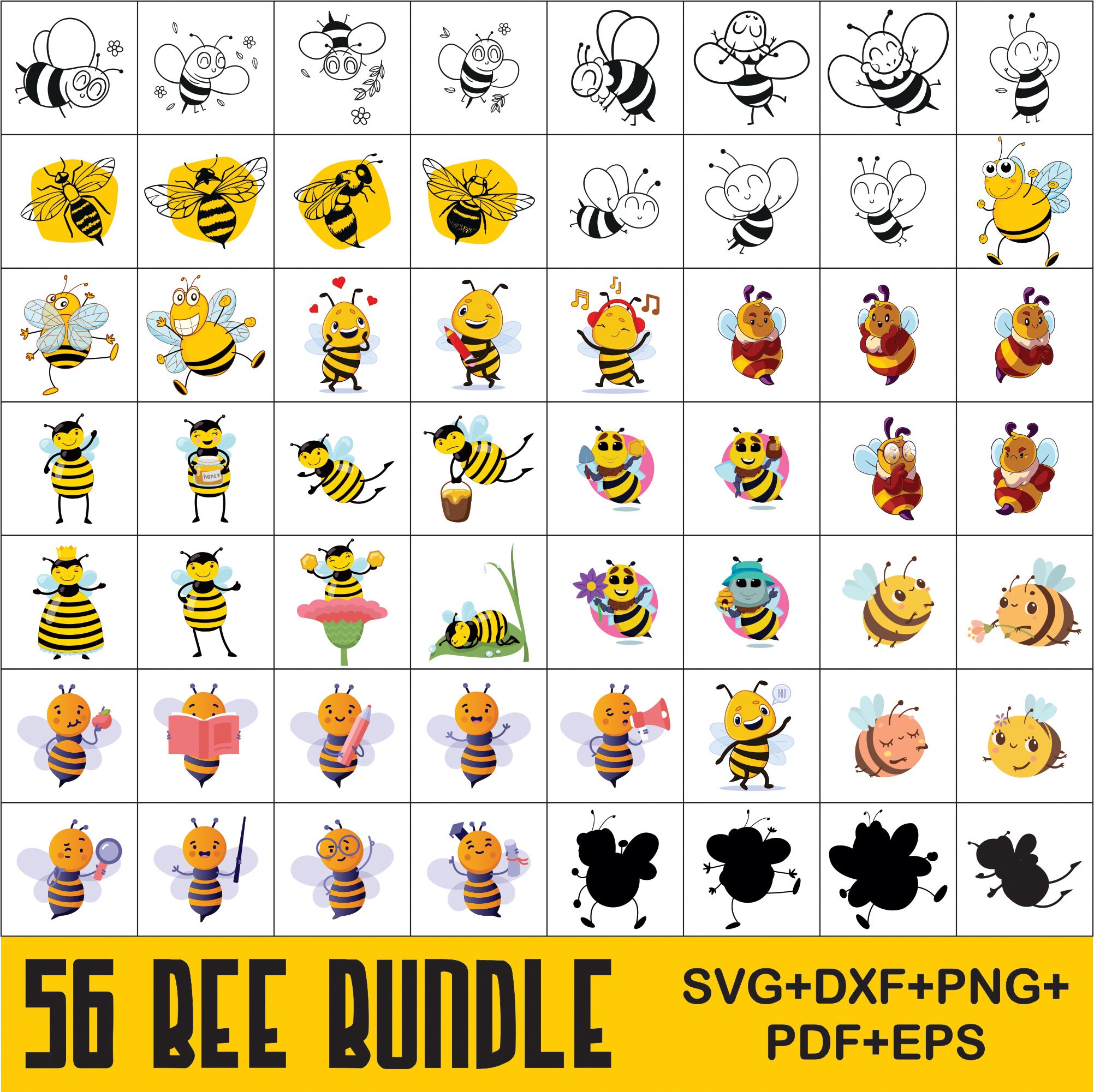 Bee Svg Bundle, Bee Clipart for Cricut, Bee Cut Files, Honey Bee ...