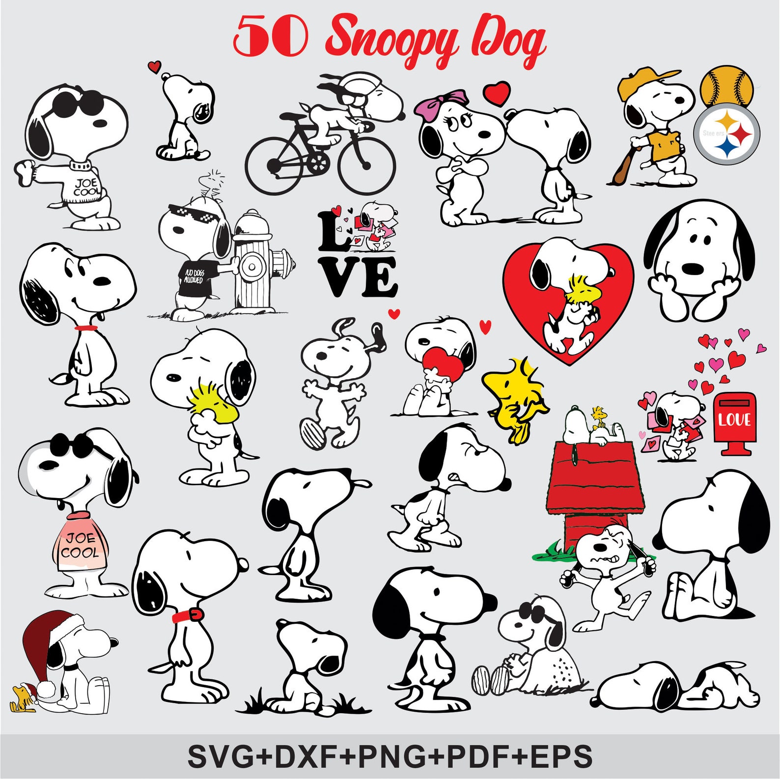 Snoopy Svg Bundle, Snoopy Clipart for Cricut, Snoopy Silhouette, Snoopy Vector, Snoopy Cut Files ...