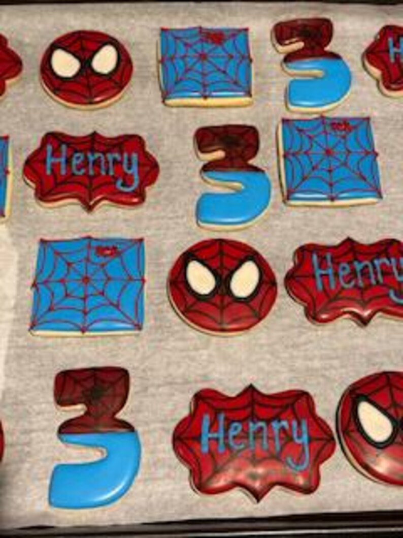 Spider-man Royal Icing Cookies - Etsy