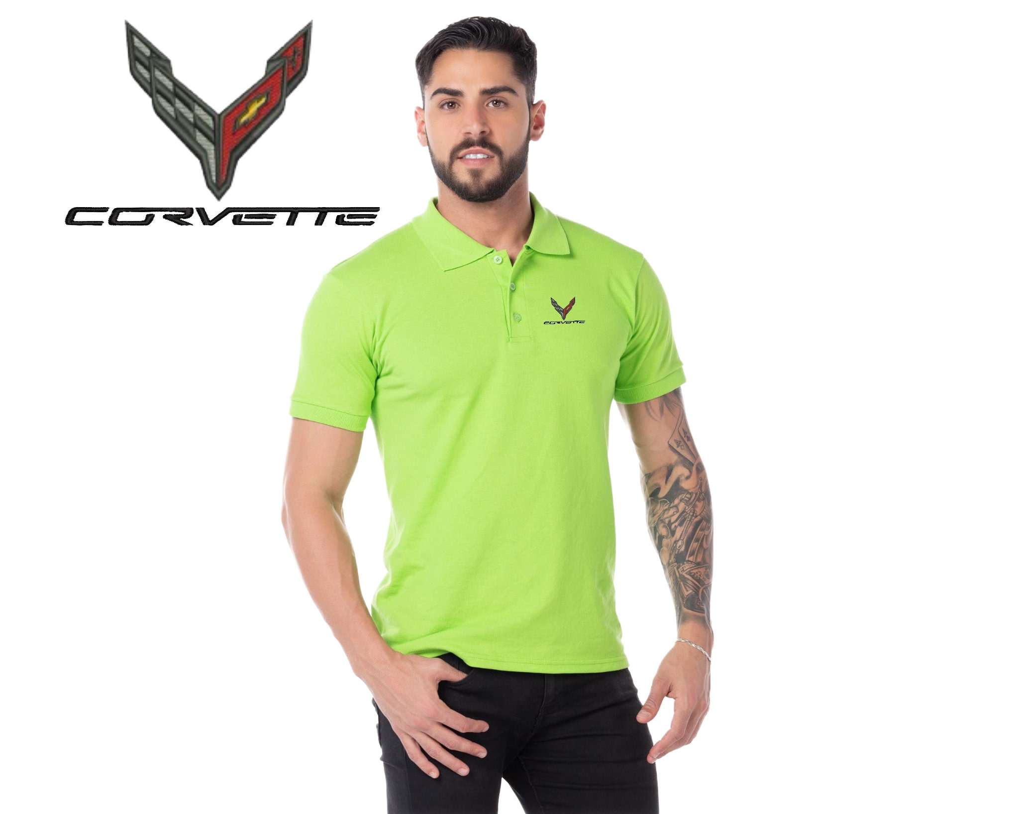 Men's Shirt Corvette C8 Polo Embroidery Pocket Shirt - Etsy