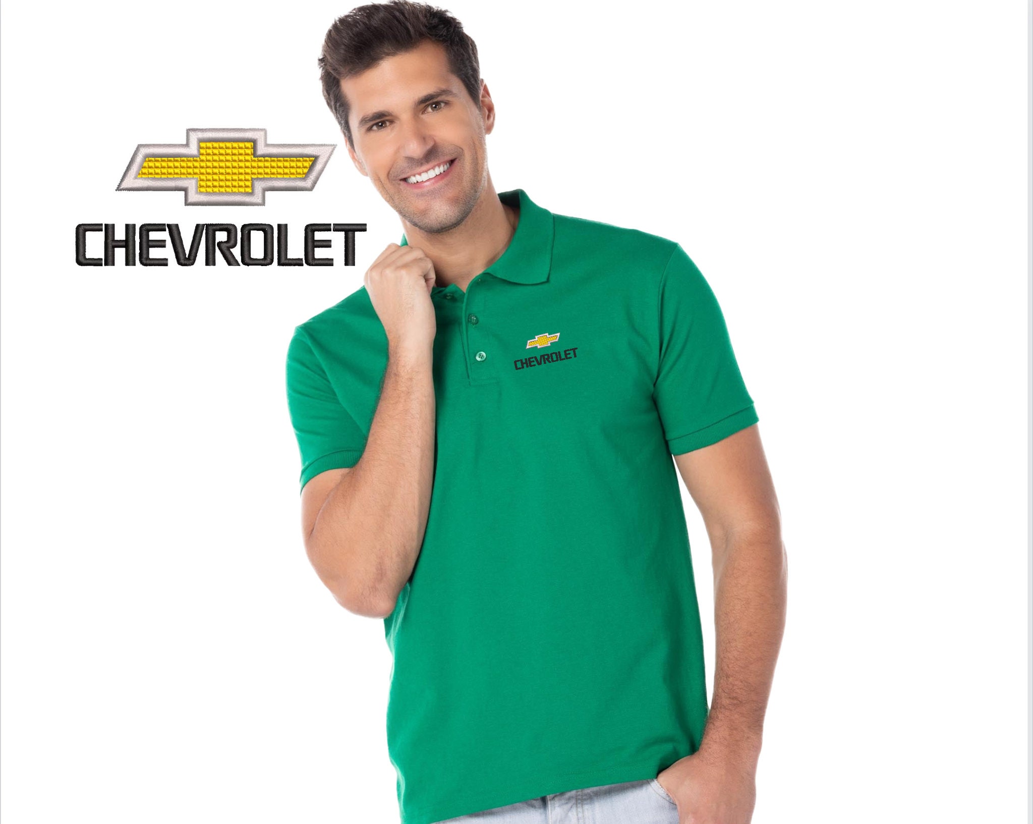 Men's Shirt Chevrolet Polo Embroidery Pocket Shirt - Etsy